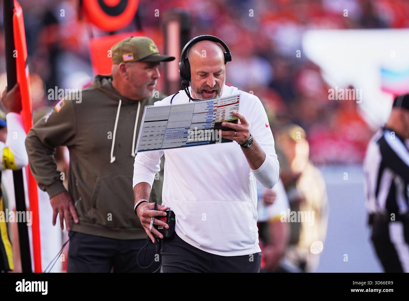 Kansas City Chiefs offensive coordinator Matt Nagy in the first half of ...