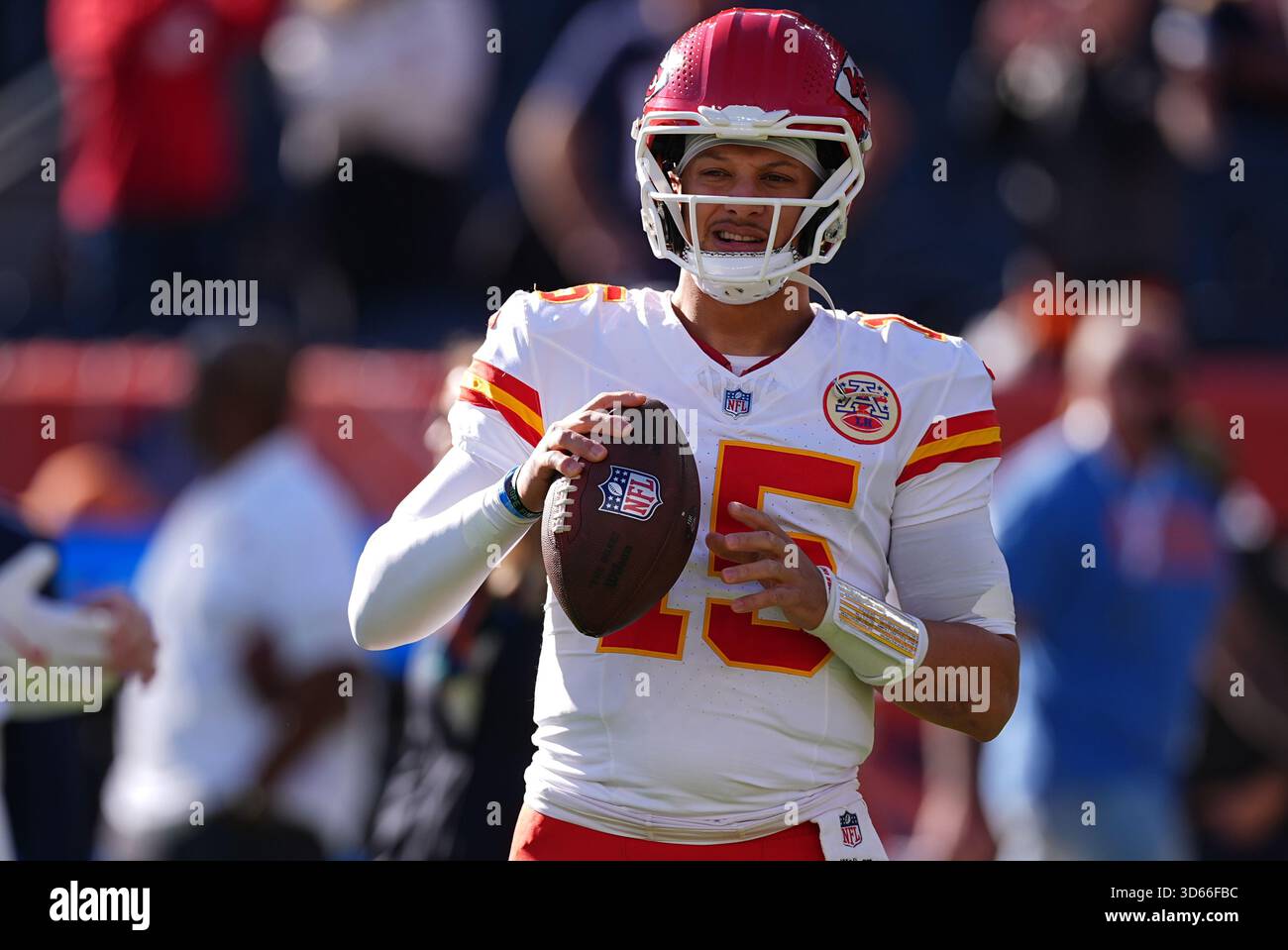 Kansas City Chiefs quarterback Patrick Mahomes (15) before an NFL ...