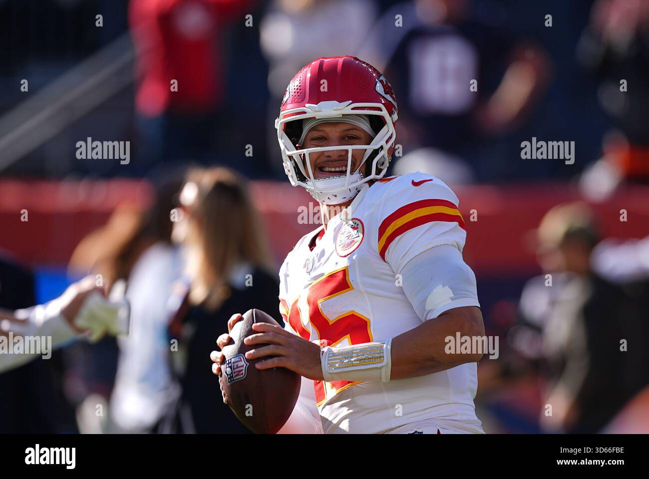 Kansas City Chiefs quarterback Patrick Mahomes (15) before an NFL ...