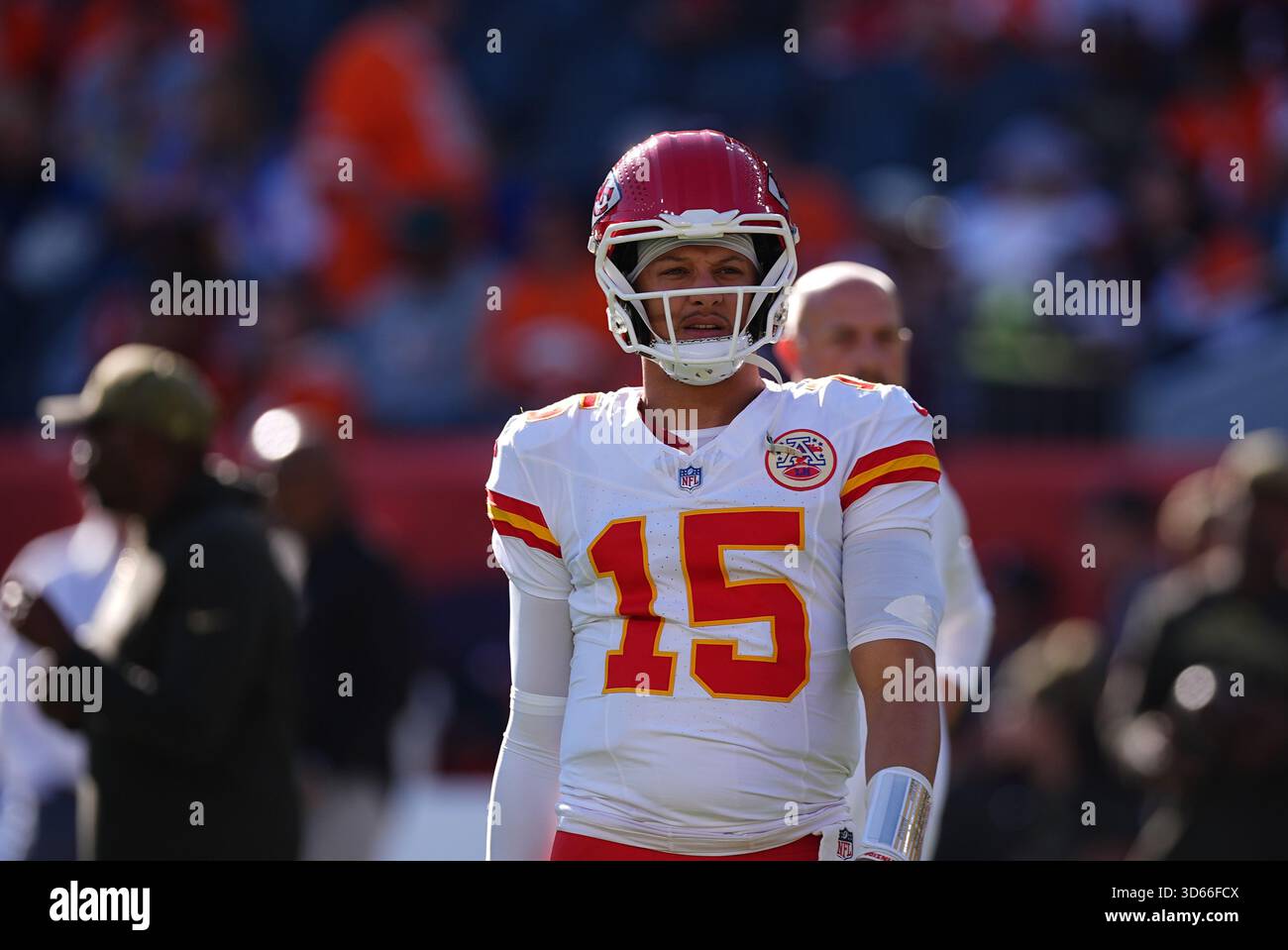 Kansas City Chiefs quarterback Patrick Mahomes (15) before an NFL ...