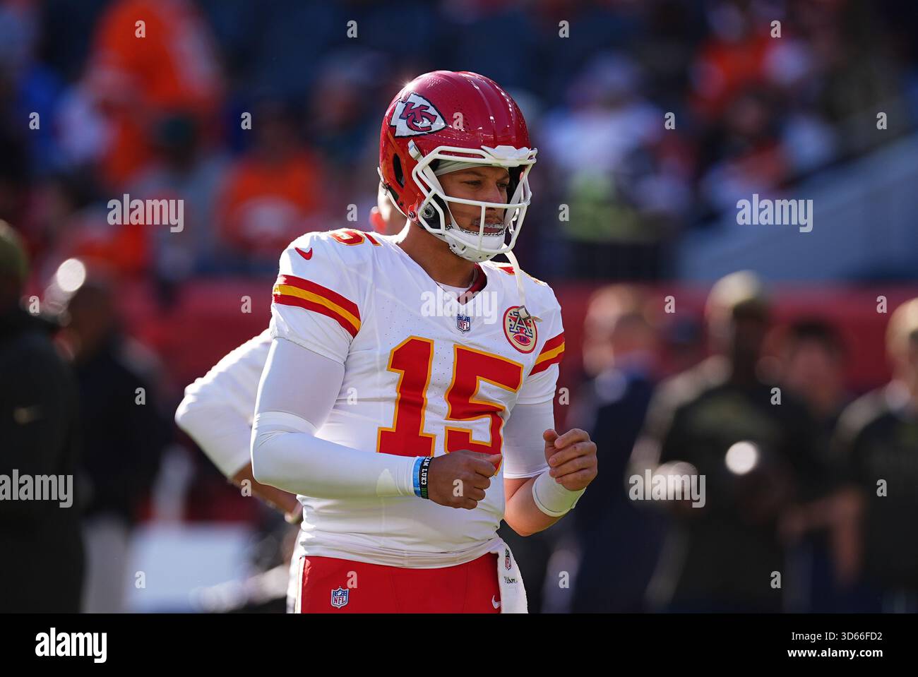 Kansas City Chiefs quarterback Patrick Mahomes (15) before an NFL ...