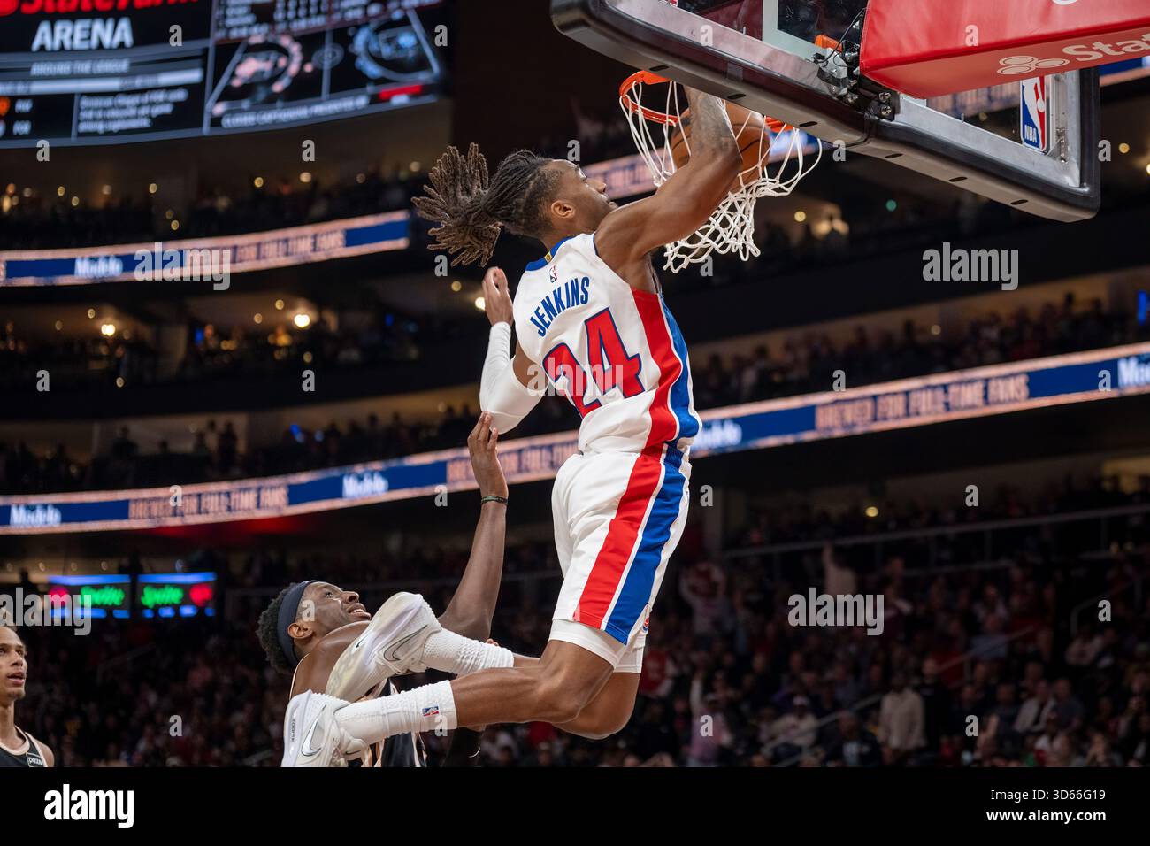 Detroit Pistons Guard Daniss Jenkins 24 Dunks During The Second Half