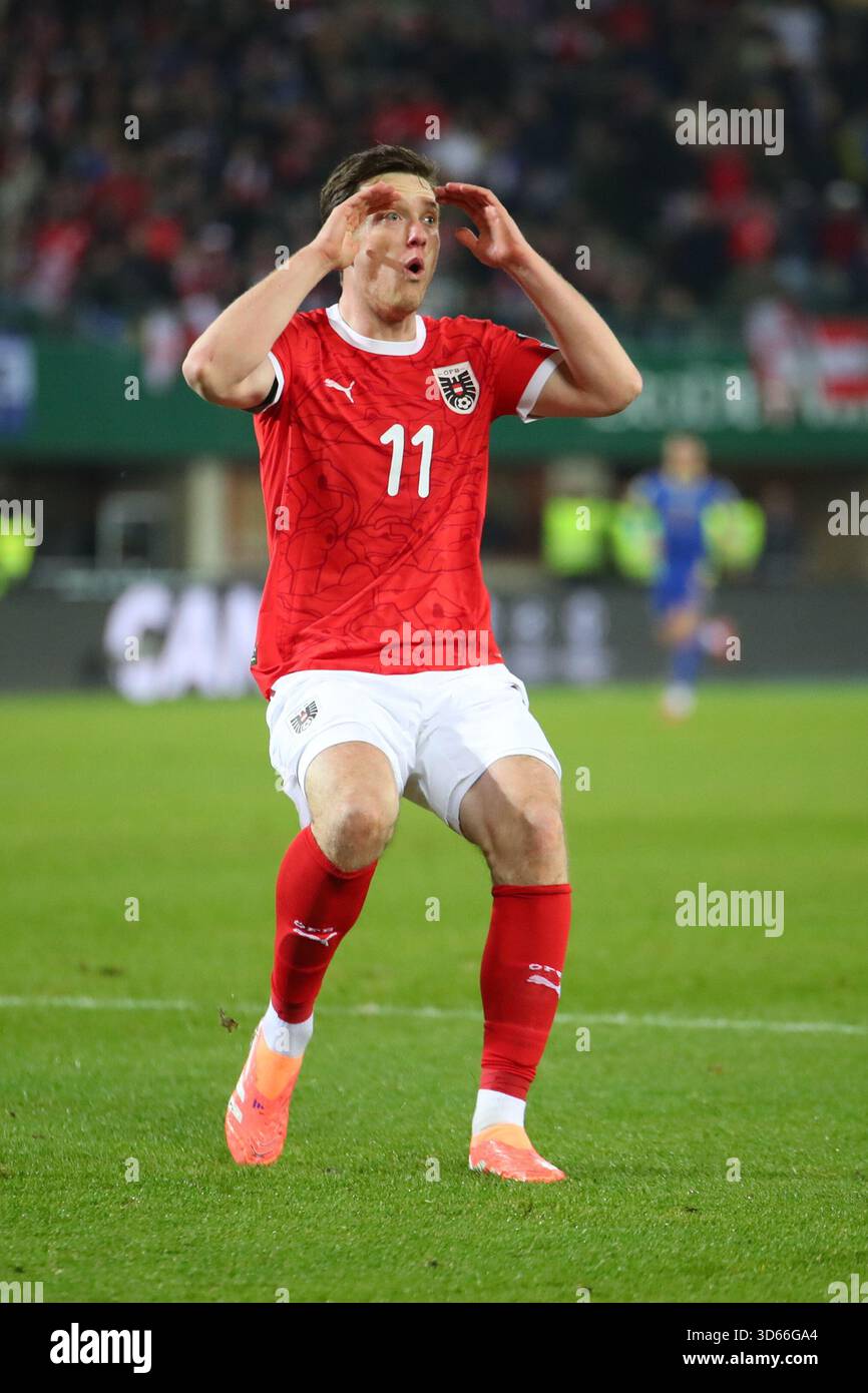 VIENNA, AUSTRIA - NOVEMBER 18: Michael Gregoritsch of Austria up in ...