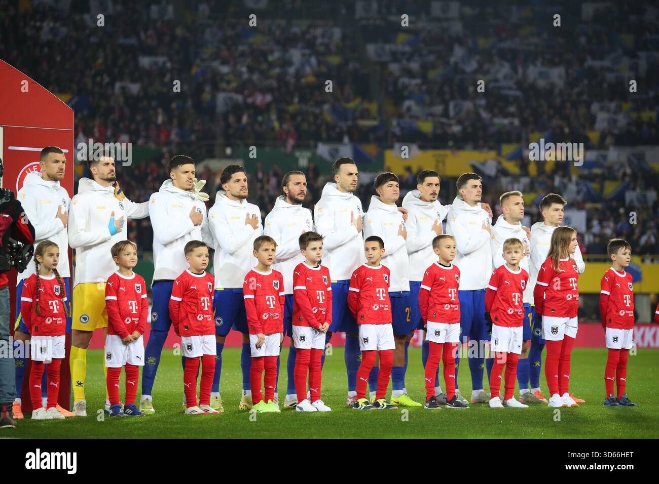 VIENNA, AUSTRIA - NOVEMBER 18: team Bosnia and Herzegovina singing ...