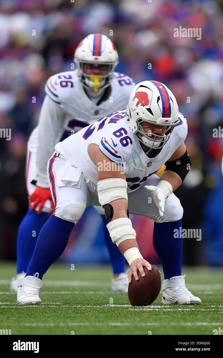 Buffalo Bills center Connor McGovern (66) lines up during the first ...