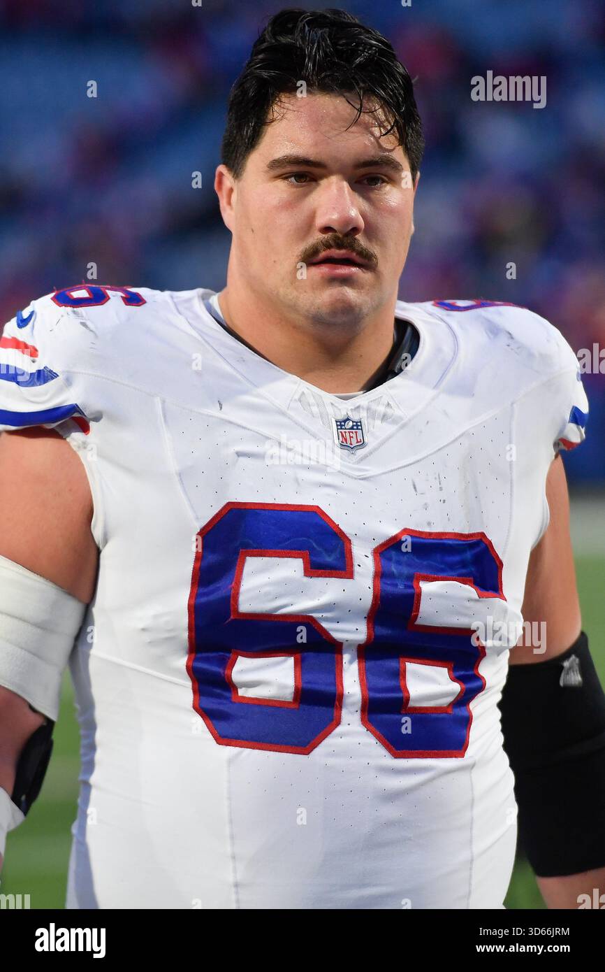 Buffalo Bills center Connor McGovern (66) walks off the field after an ...