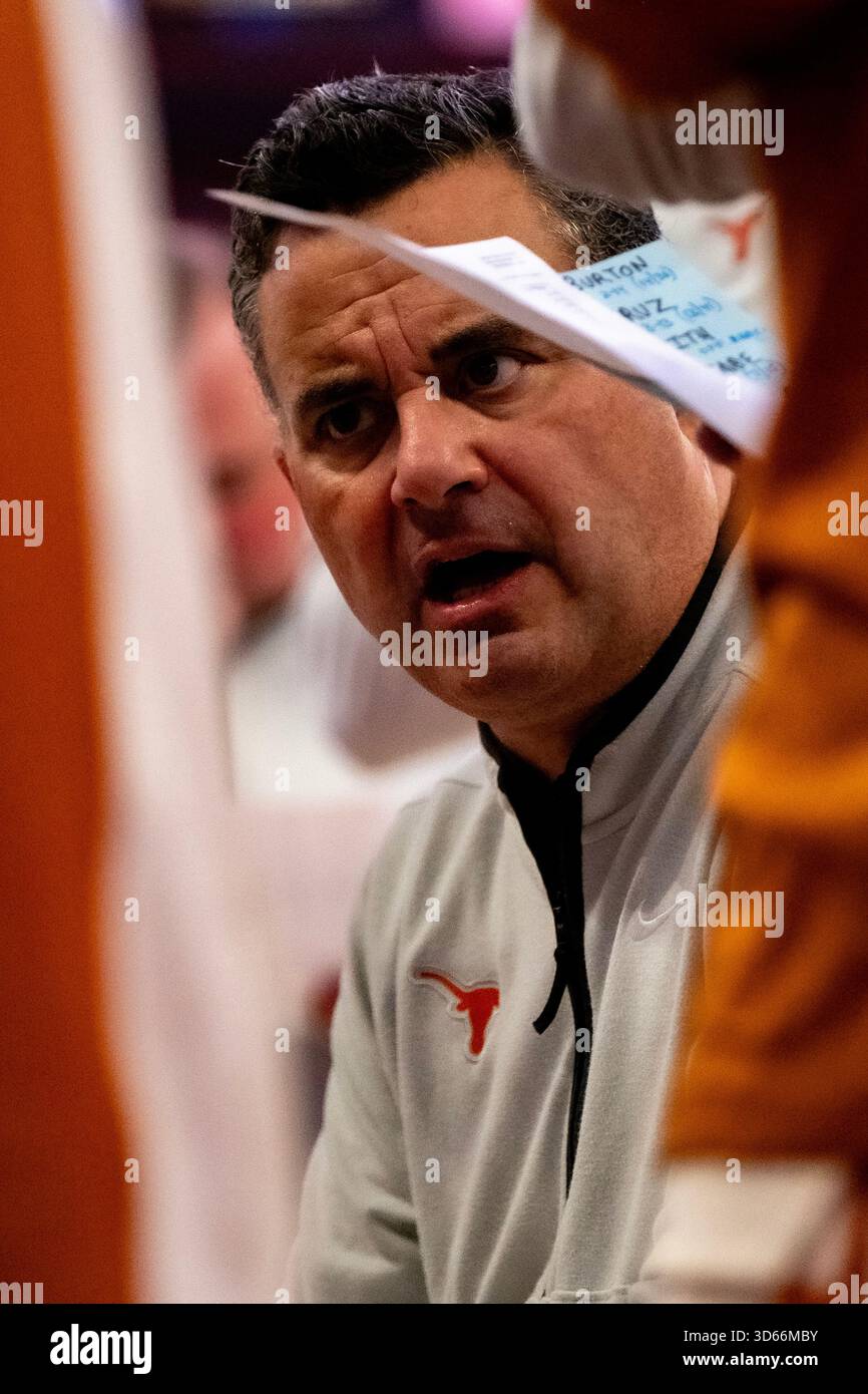 Nov 18, 2025. Head coach Sean Miller of the Texas Longhorns in action ...