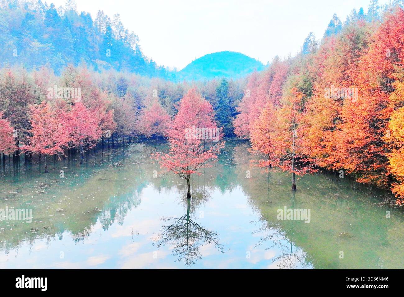 Aerial photo shows the early winter scenery in Youyang County ...