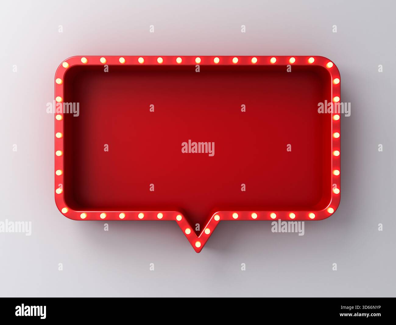 Retro light signboard blank red rounded rectangle pin isolated on white ...