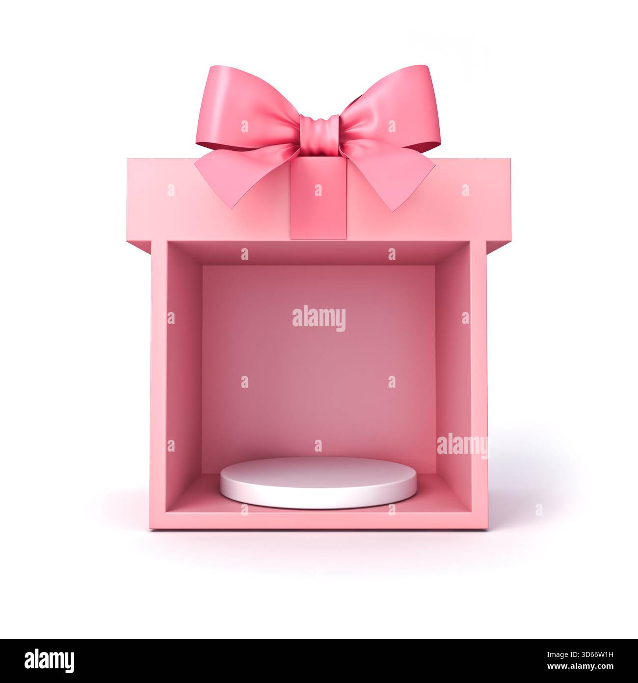 Blank white product podium in pink gift box or present box showcase ...