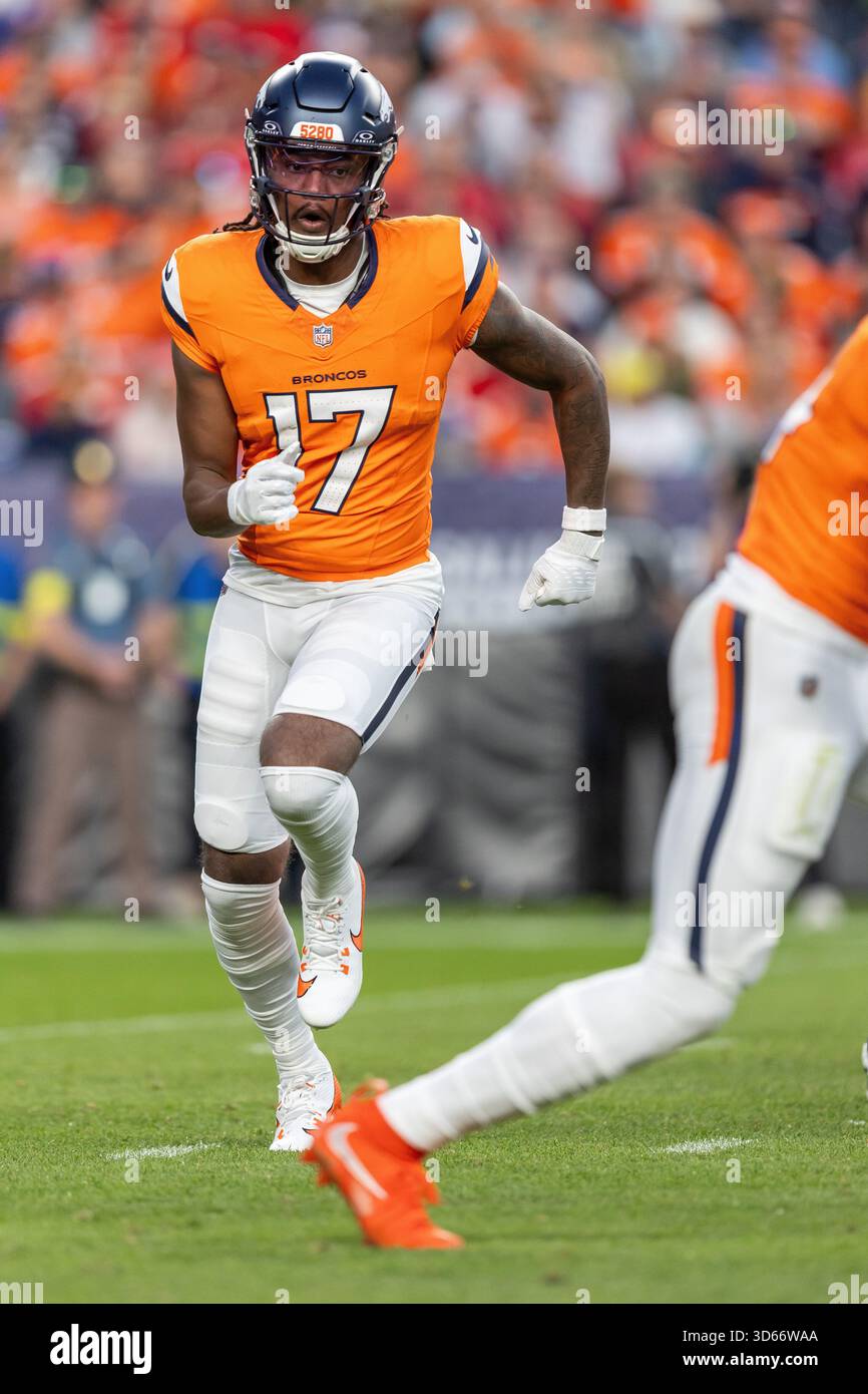 Denver Broncos wide receiver Lil'Jordan Humphrey (17) goes in motion ...