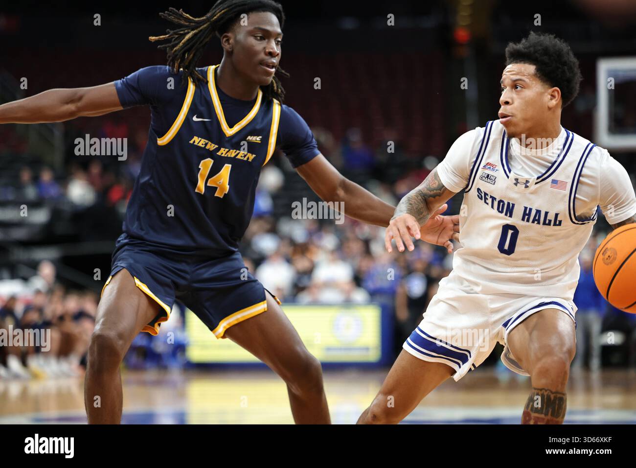 Nov 18, 2025; Newark, New Jersey, USA; Seton Hall guard Adam Clark (0 ...