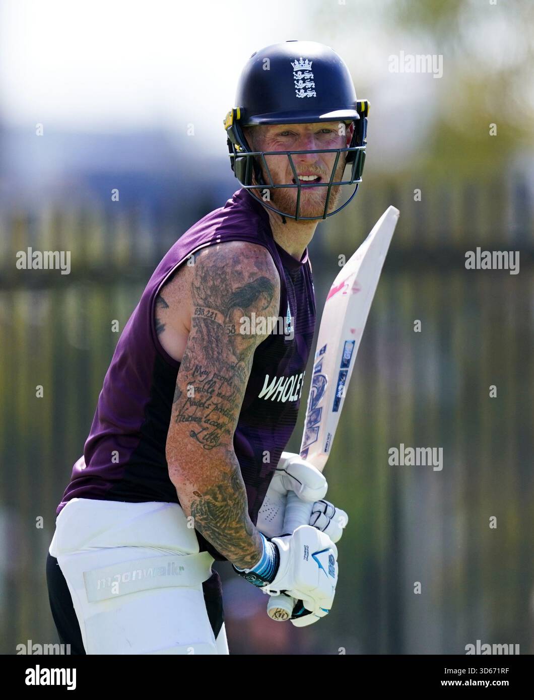 England’s Ben Stokes during a nets session at the Optus Stadium, Perth ...