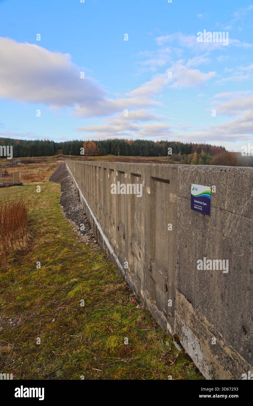 Dalwhinnie Dam at north eastern end of Loch Ericht Scotland November ...