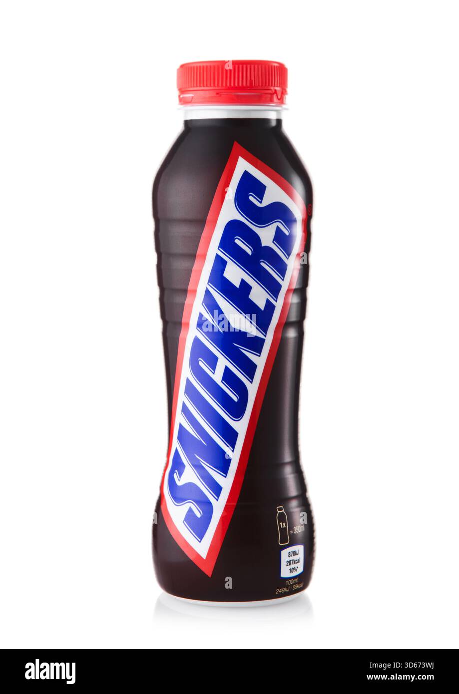 LONDON,UK - NOVEMBER 11, 2025: Bottle of Snickers chocolate cocoa milk ...