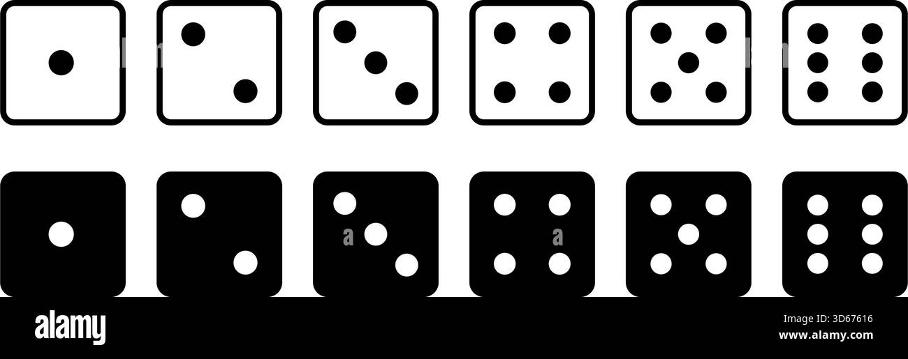 Rolling dice number faces in line style vector illustration Stock ...