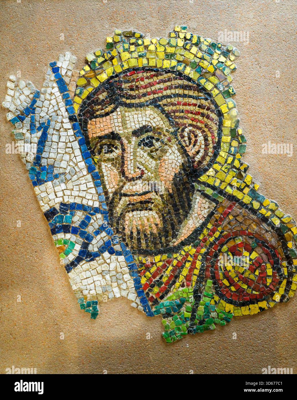 Mosaic fragment depicting part of a male figure (year 1112 ...