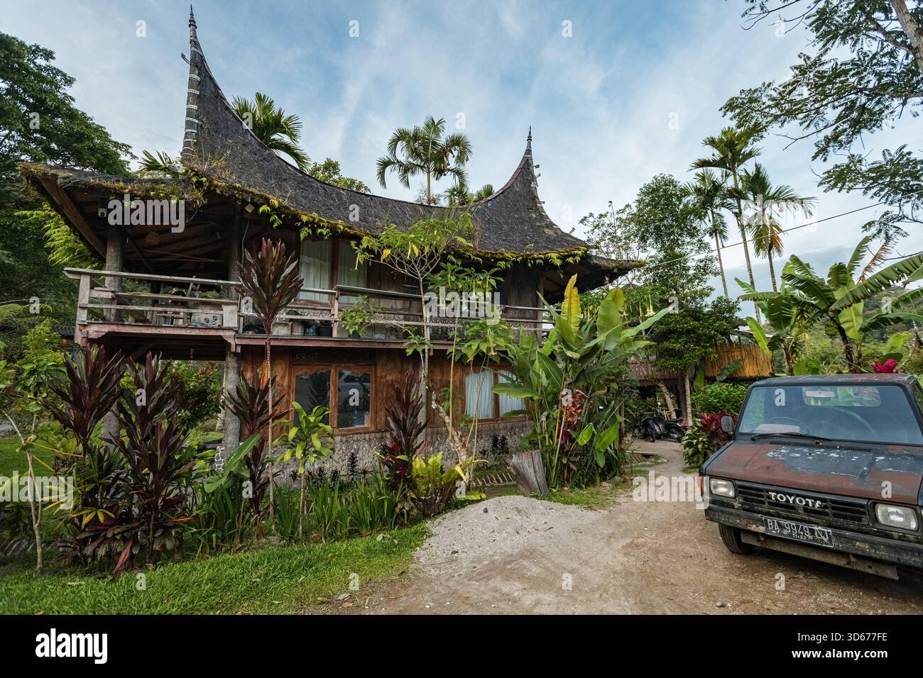 Traditional restaurant with minangkabau style roofs in Bukittinggi West ...