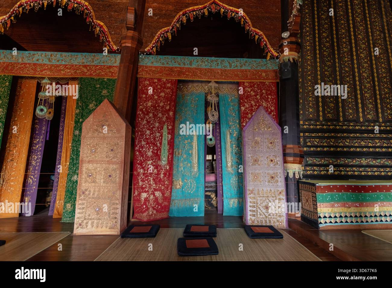 Interior details of Istano Basa Pagaruyung King's Palace in Bukittinggi ...