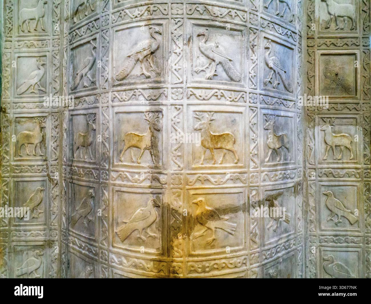 Ambo (pulpit) of Bishop Agnello with panels depicting animals facing ...
