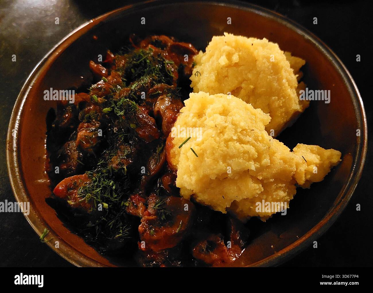 Marinated Baked Minced Pork with Spinach served with Buttery Mashed ...