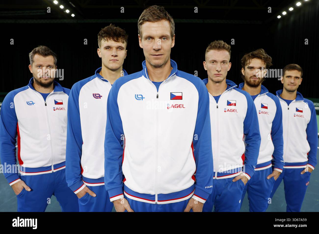 Czech national tennis team, from left, Adam Pavlasek, Jakub Mensik, non ...