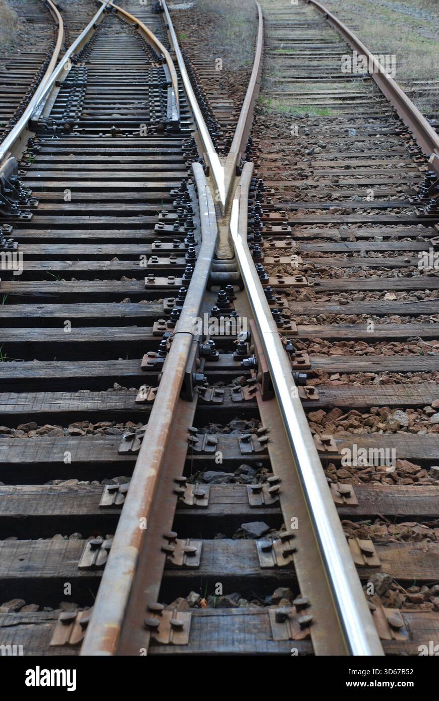 Railroad switch, also known as a turnout, which is a mechanical ...