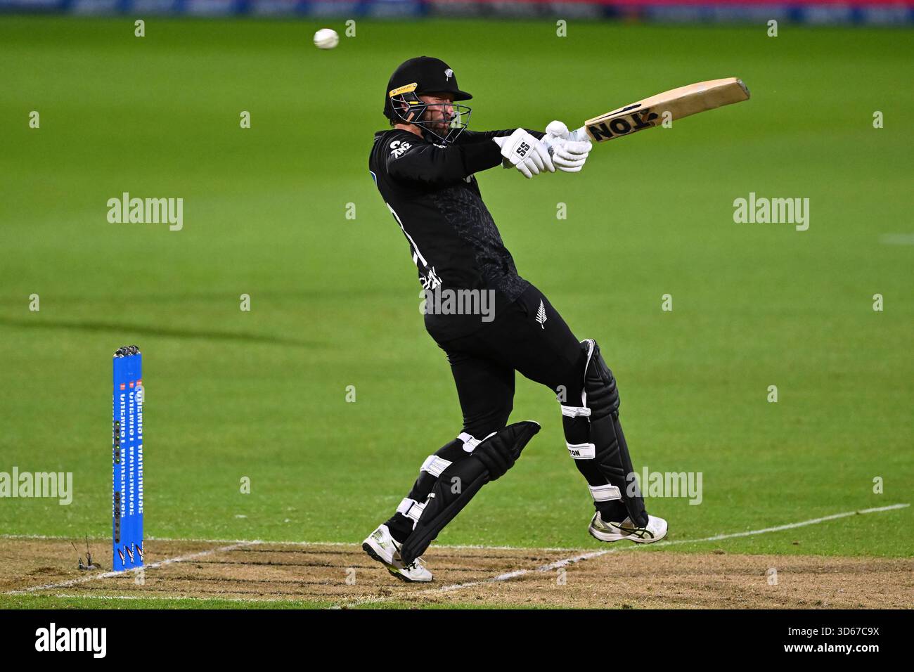 New Zealand's Devon Conway bats against the West Indies during their ...