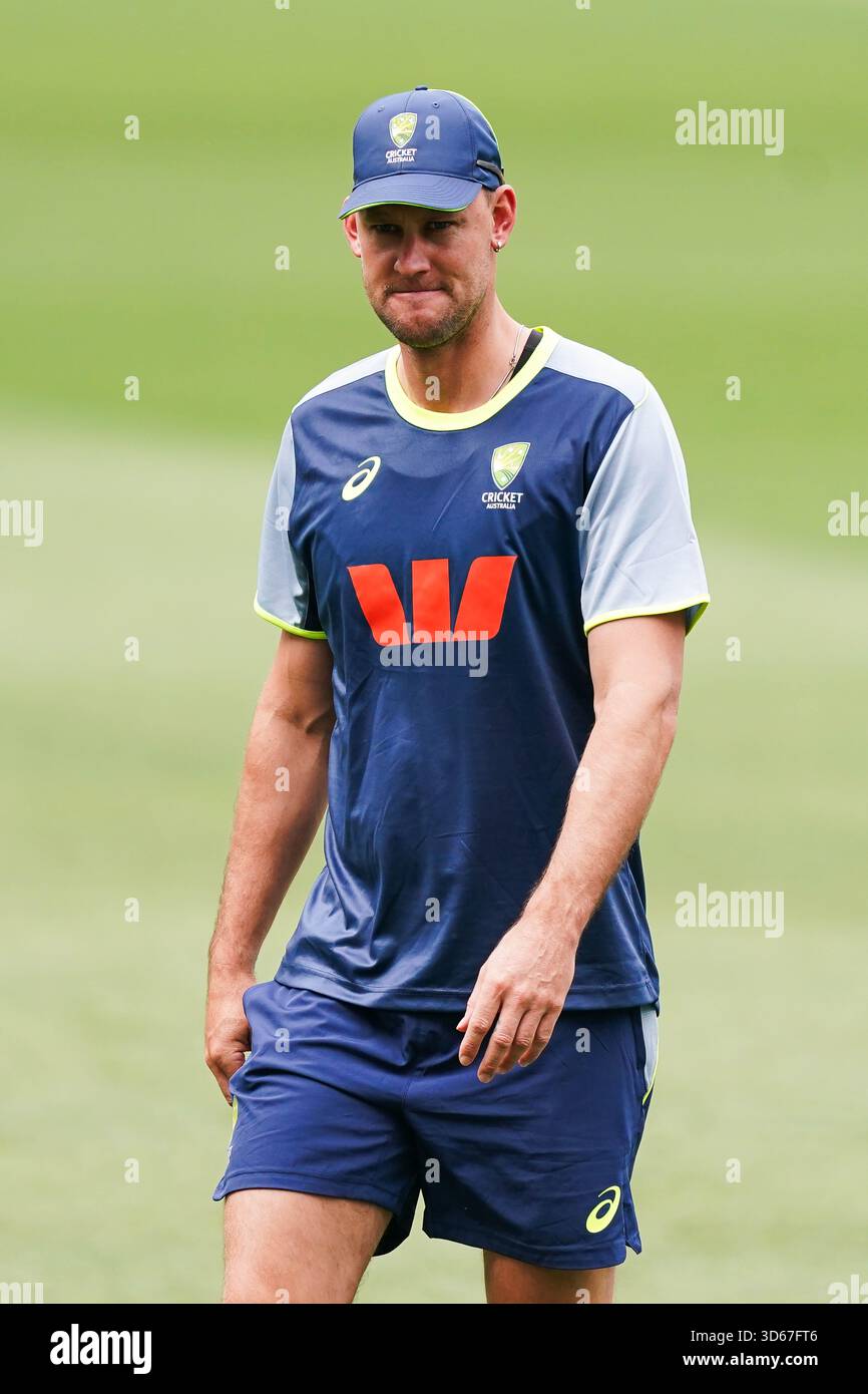 Australia's Beau Webster looks on during a nets session at the Optus ...