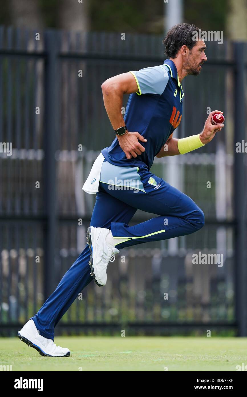 Australia's Mitchell Starc running into bowl during a nets session at ...
