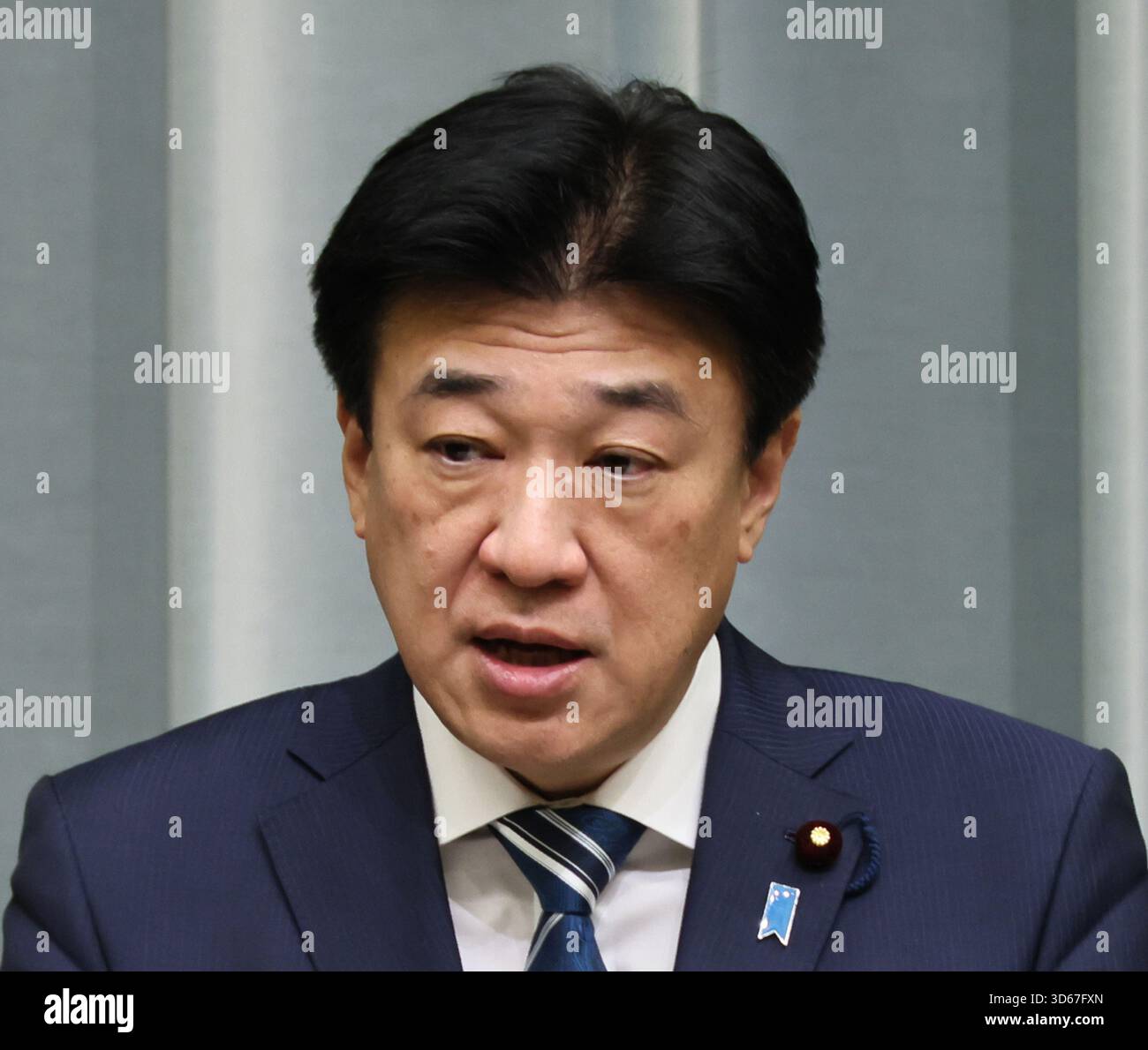 Japanese Chief Cabinet Secretary Minoru Kihara attends a press ...