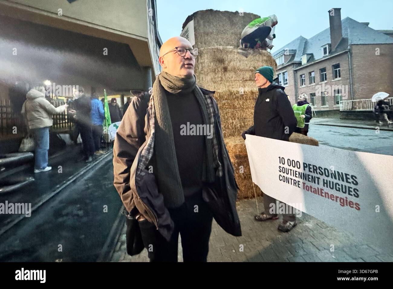 Belgian farmer Hugues Falys stands outside a court house as French oil ...