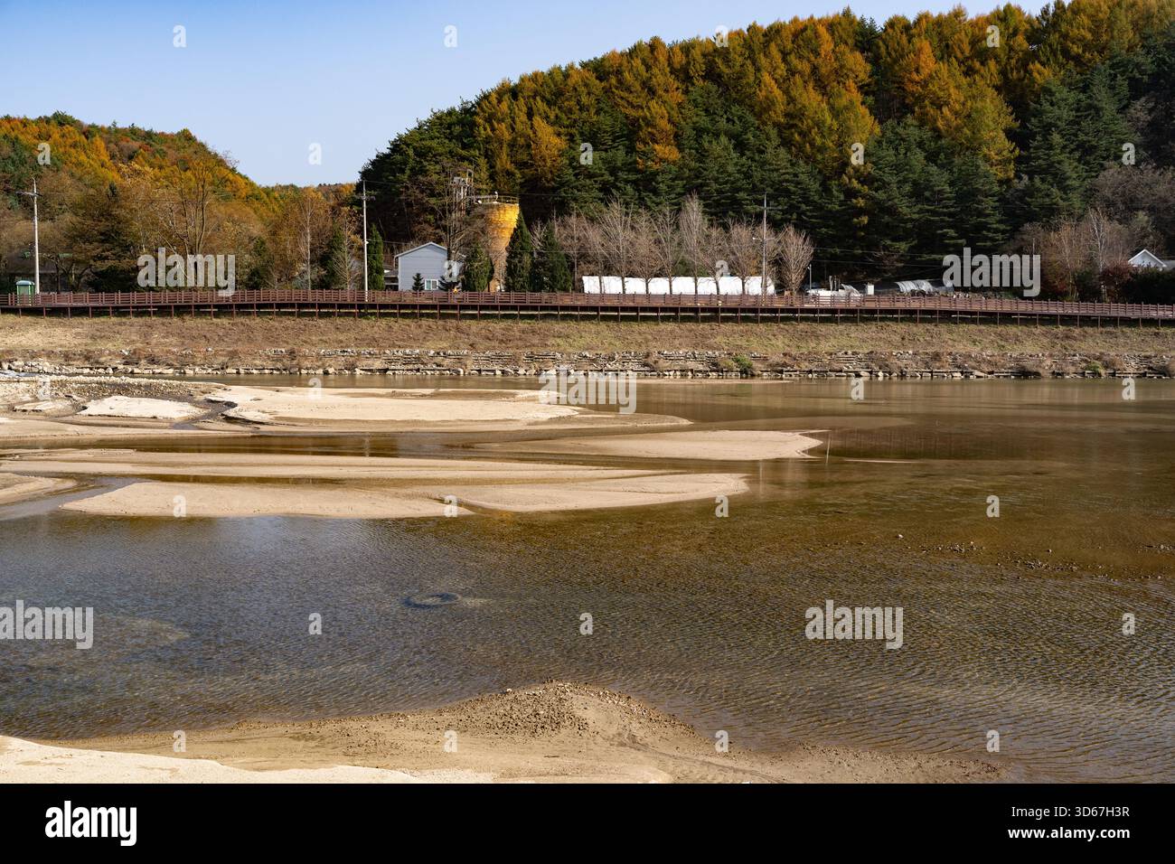 A stream runs beside Jinbu Civic Sports Park in Pyeongchang County ...