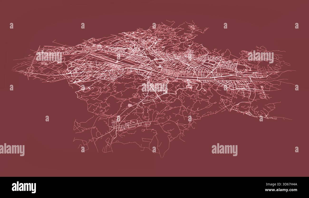 Florence City in Italy,street road map,vector outline illustration ...
