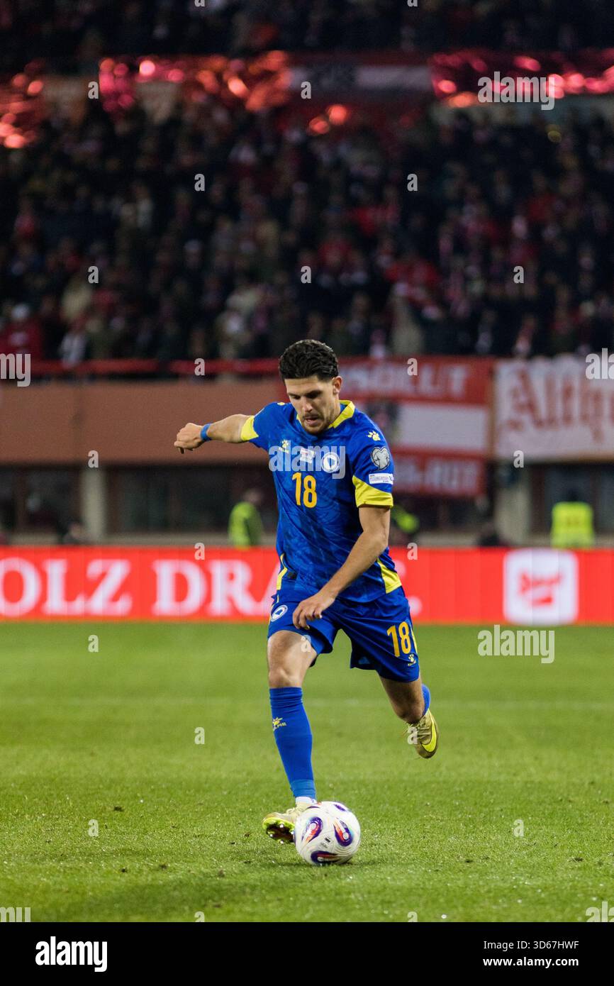Vienna, Austria. 18th, November 2025. Emir Karic (18) of Bosnia and ...