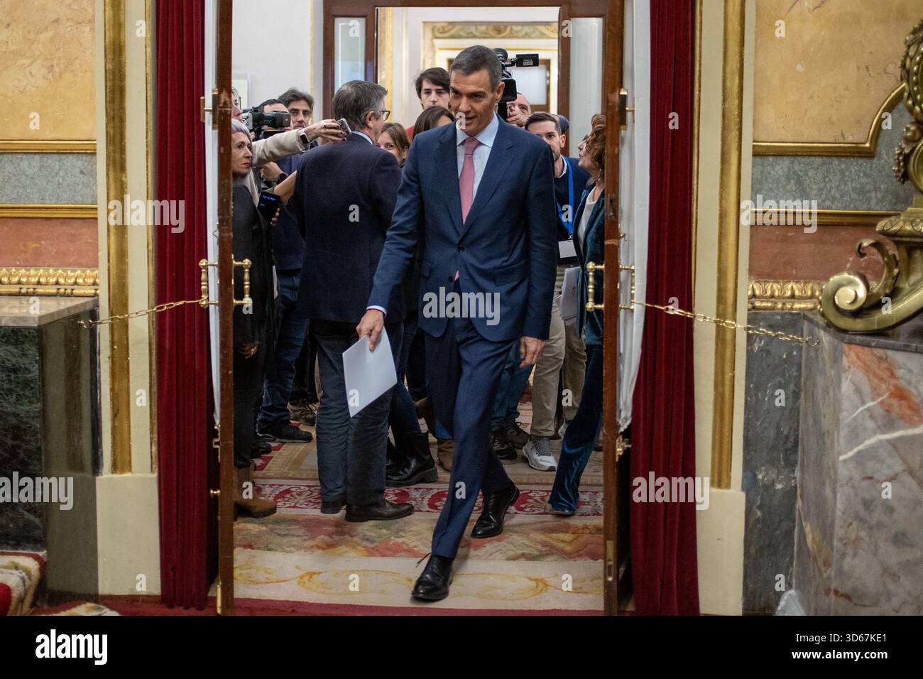 Pedro Sánchez, the Spanish Prime Minister, attends the plenary session ...