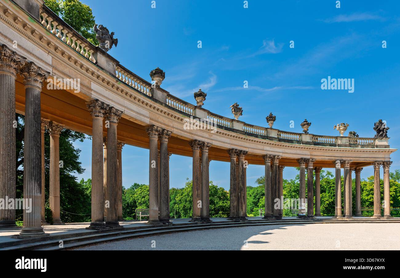 Colonnade archway behind Sanssouci Palace, Potsdam, Germany. West side ...