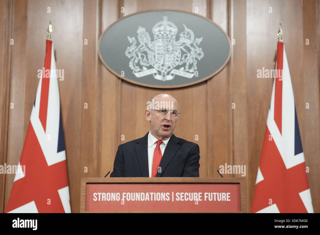British Defence Secretary John Healey delivers a speech on how the UK's ...