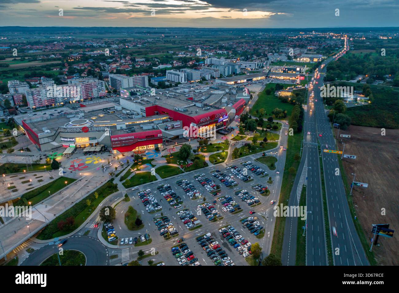 Zagreb, Croatia - 18 November 2025: Aerial view of a vibrant shopping ...