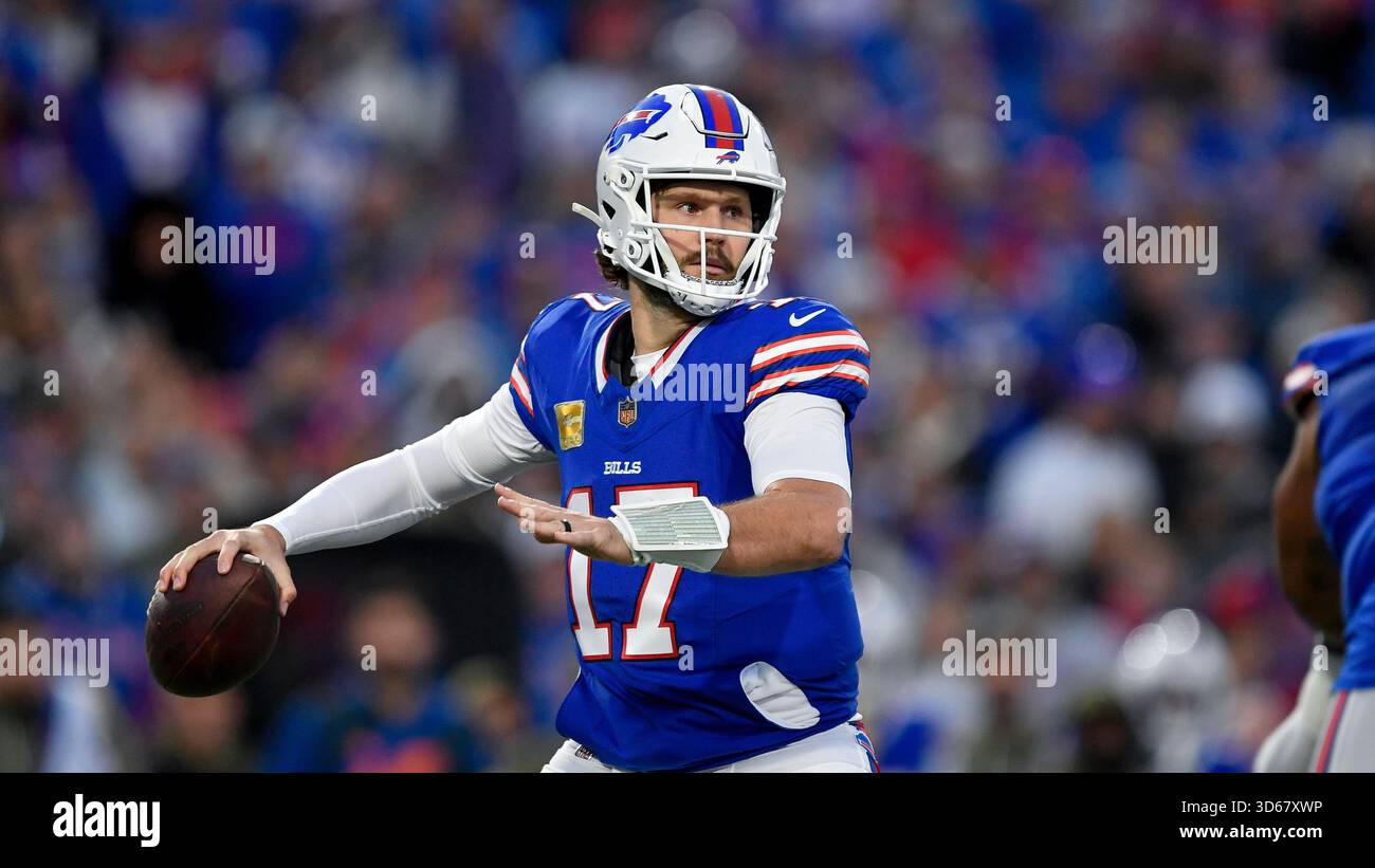 Buffalo Bills quarterback Josh Allen (17) throws during the first half ...