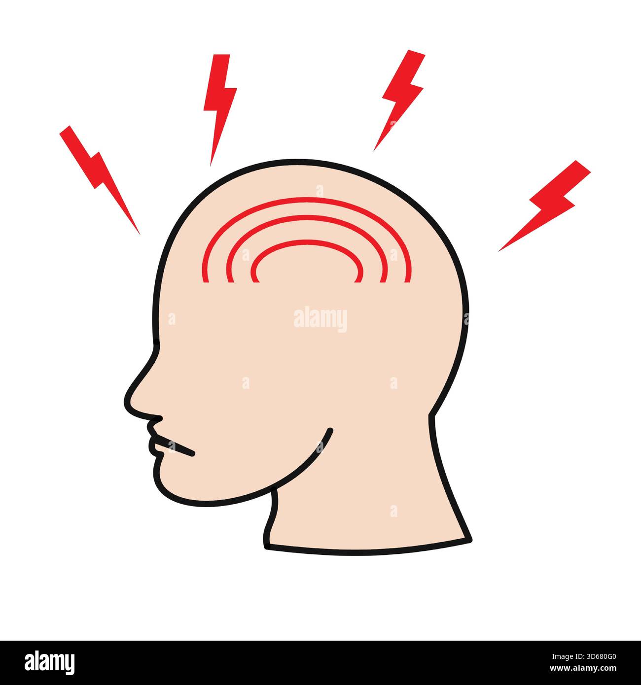 human headache medical icon with brain minimalist icon useful for ...