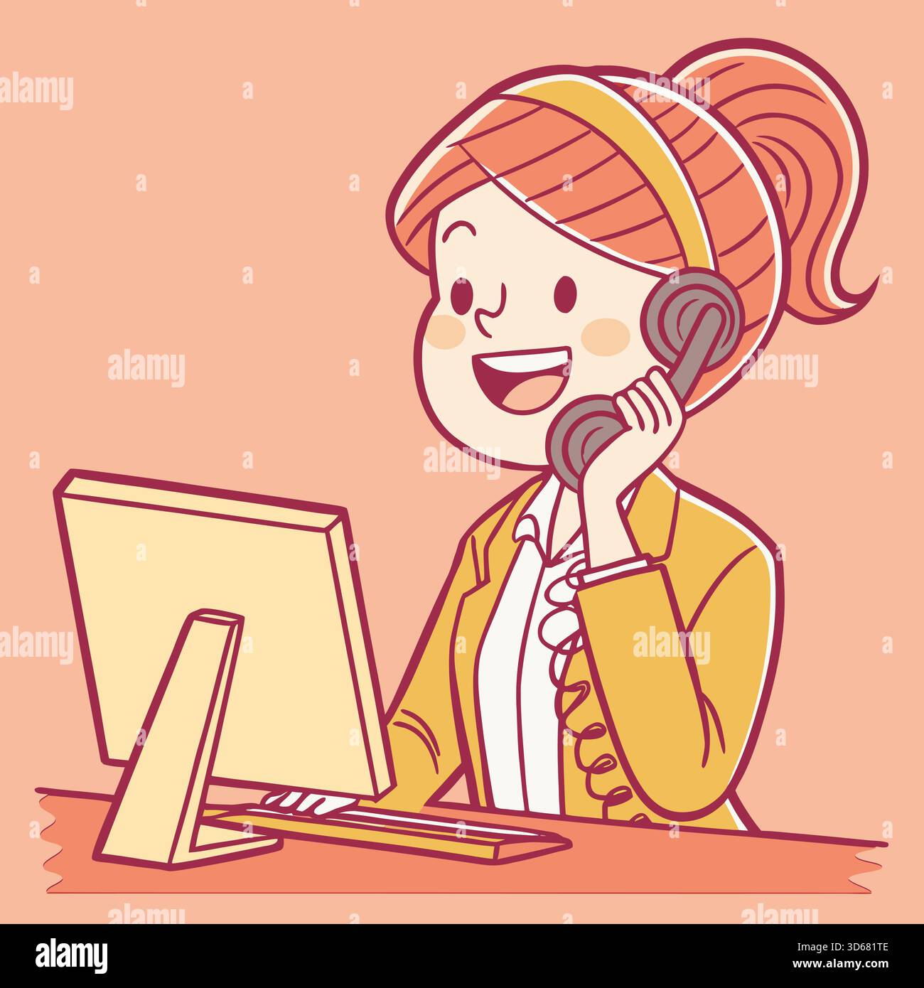 Operator talking on phone Stock Vector Images - Alamy