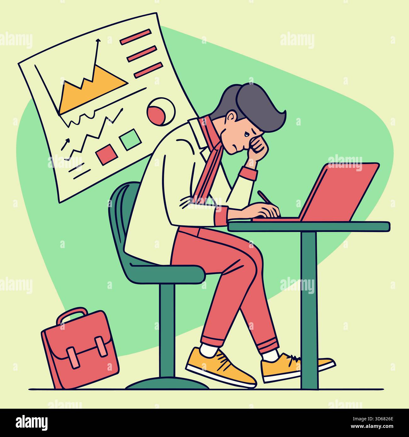 Stressed man laptop table Stock Vector Images - Alamy