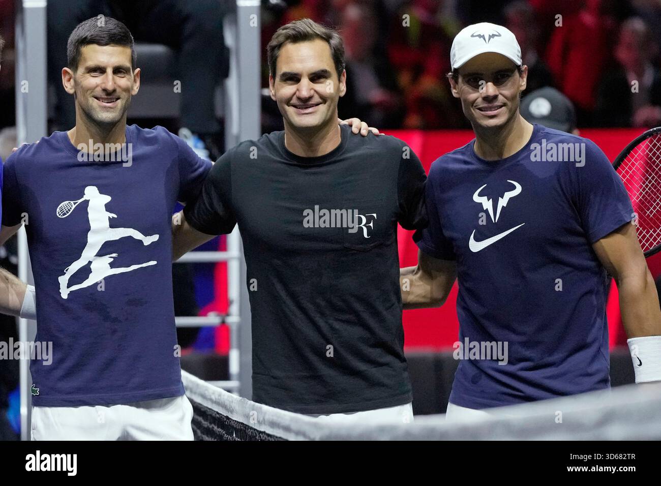FILE - From left, Serbia's Novak Djokovic, Switzerland's Roger Federer ...