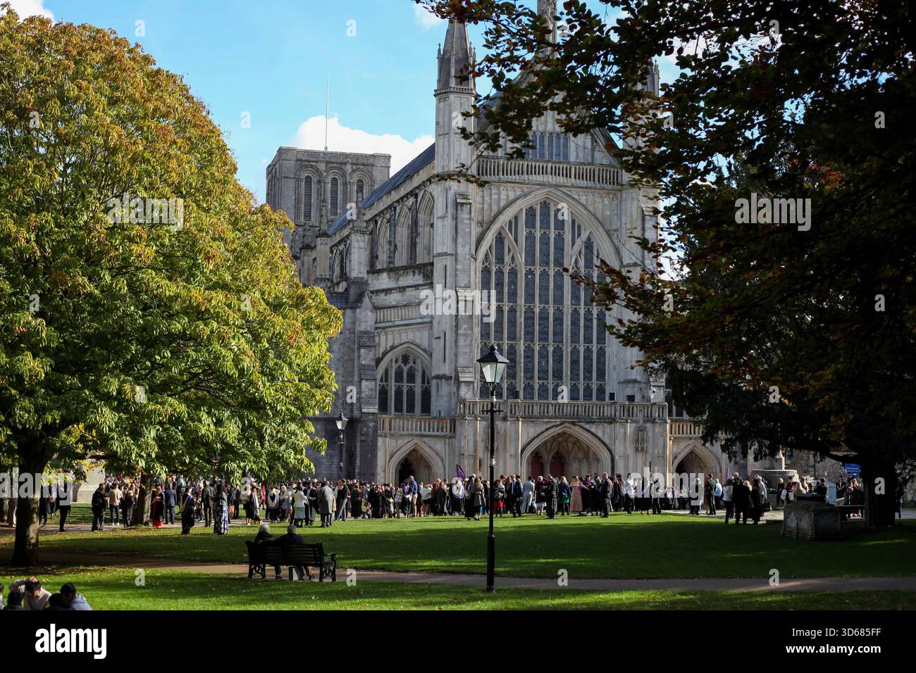 Graduation Ceremony in the autumn sunshine at Winchester Cathedral UK ...