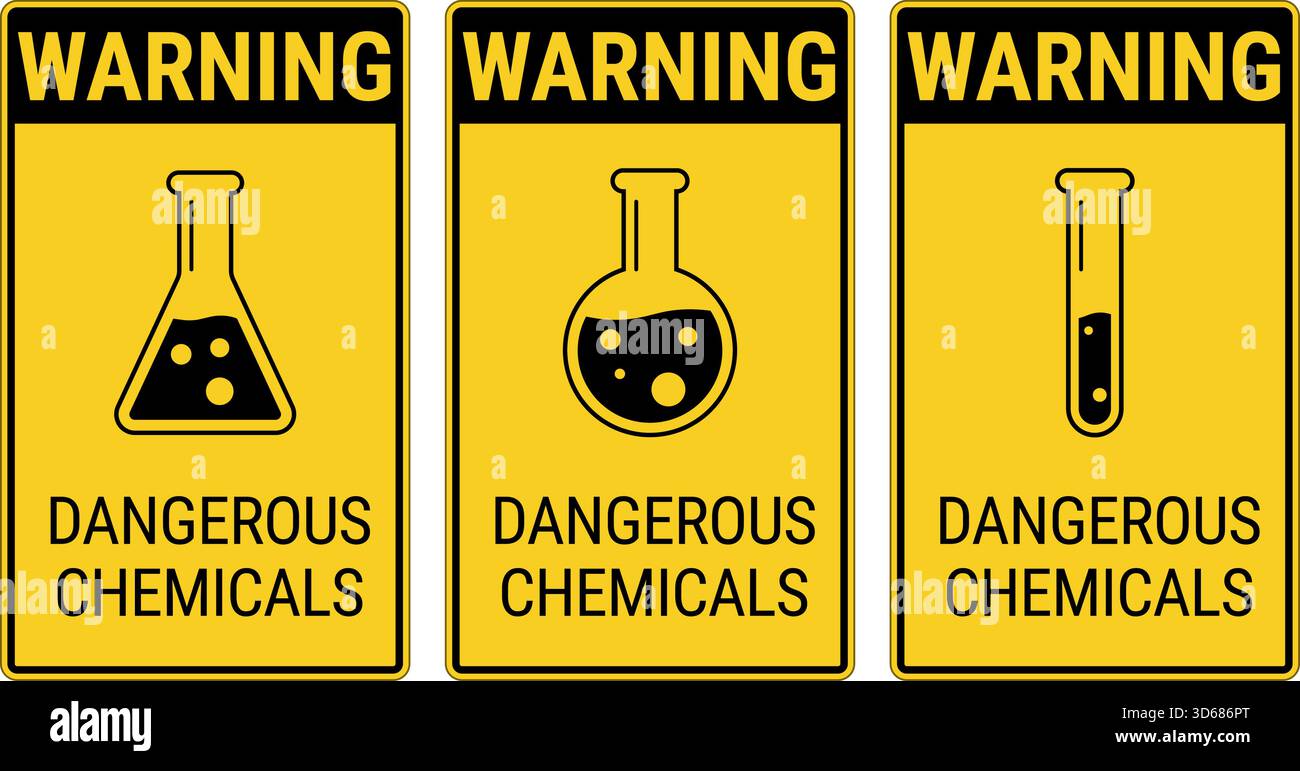 Dangerous Chemicals warning sign set on transparent background Stock ...