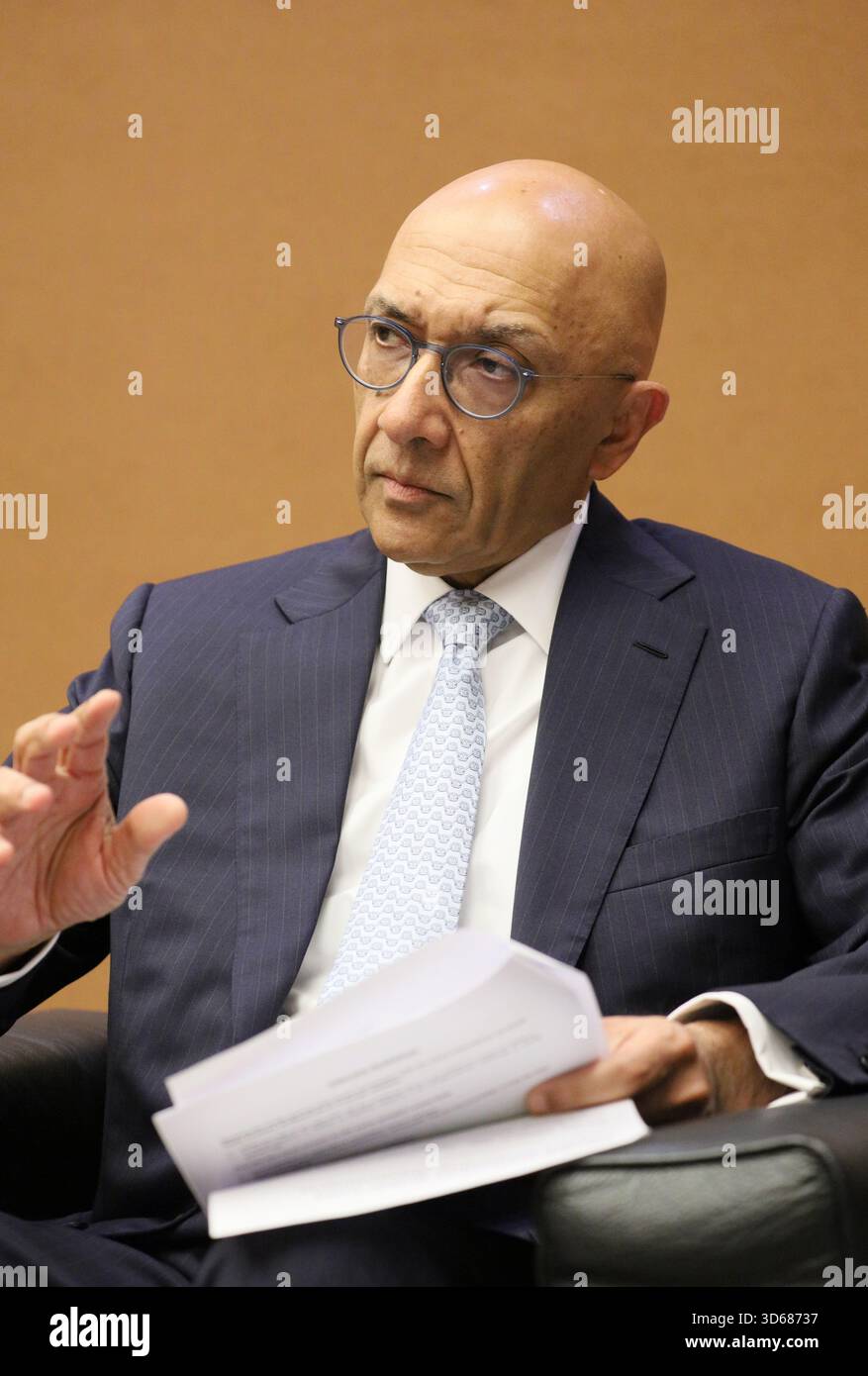 Mizuho Financial Group Executive Vice President Suneel Bakhshi speaks during an interview in ...