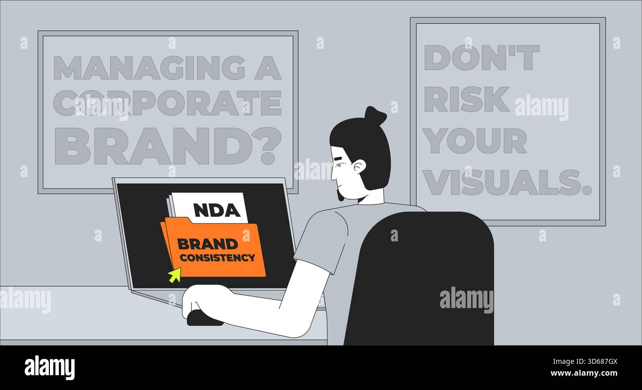 Corporate visual identity management 2D illustration concept Stock ...