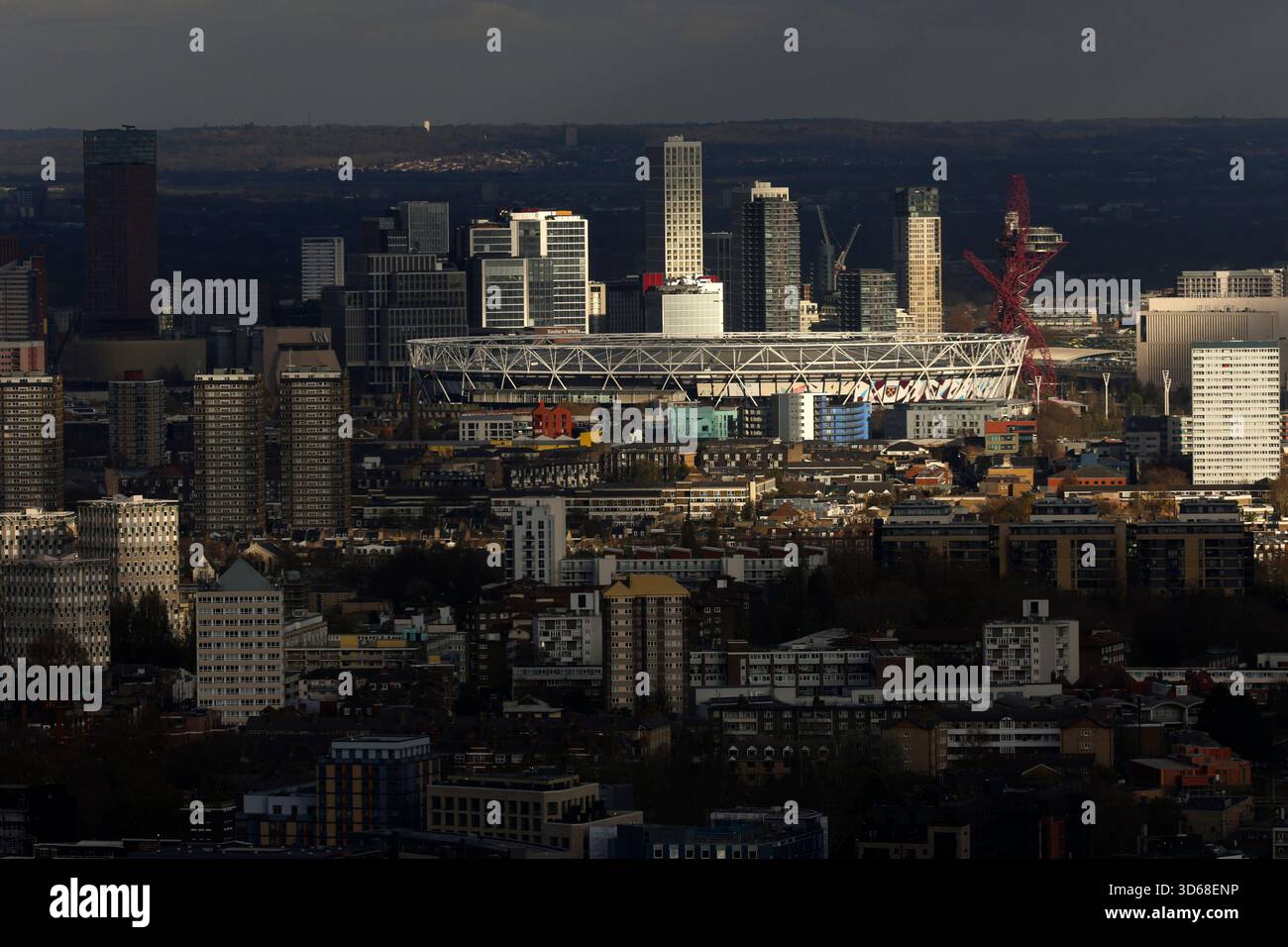 Views of the London cityscape and skyline shot from a high viewpoint ...