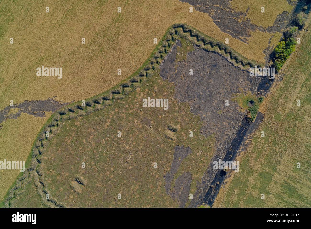 Top-down aerial photo showing clear zigzag pattern of an infantry ...